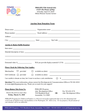 Fillable Online Auction Item Donation Form - Squarespace Fax Email ...