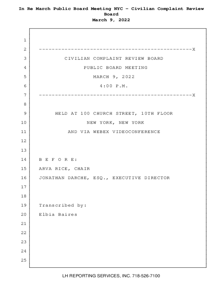 Fillable Online Civilian Complaint Review Board March 9, 2022 1 2 - NYC ...