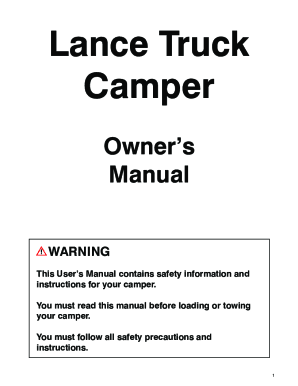 Fillable Online www.manualslib.comLance-Truck-CamperLANCE TRUCK CAMPER ...