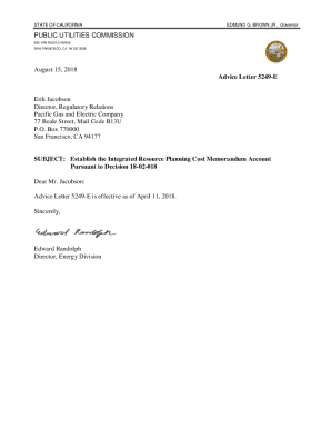 Fillable Online Advice Letter 5249-E - PGE Fax Email Print - pdfFiller