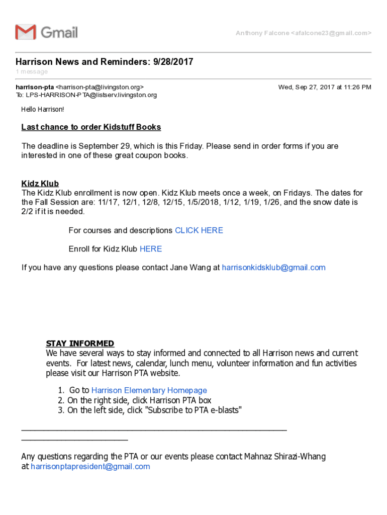 Fillable Online Gmail - Harrison News and Reminders Fax Email Print ...