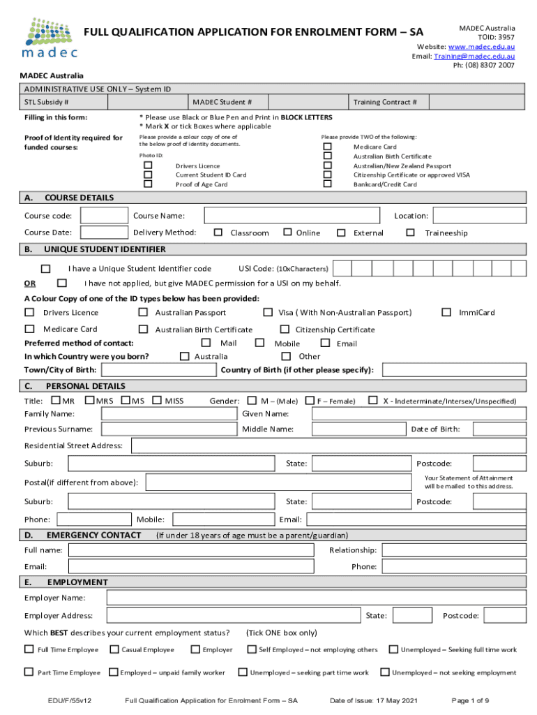 Fillable Online madec edu www.coursehero.comfile102714596Full Qualification Application for ...