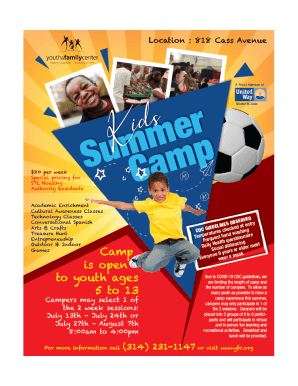 Fillable Online 2020 SUMMER CAMP APPLICATION FORM / PERMISSION SLIP ...