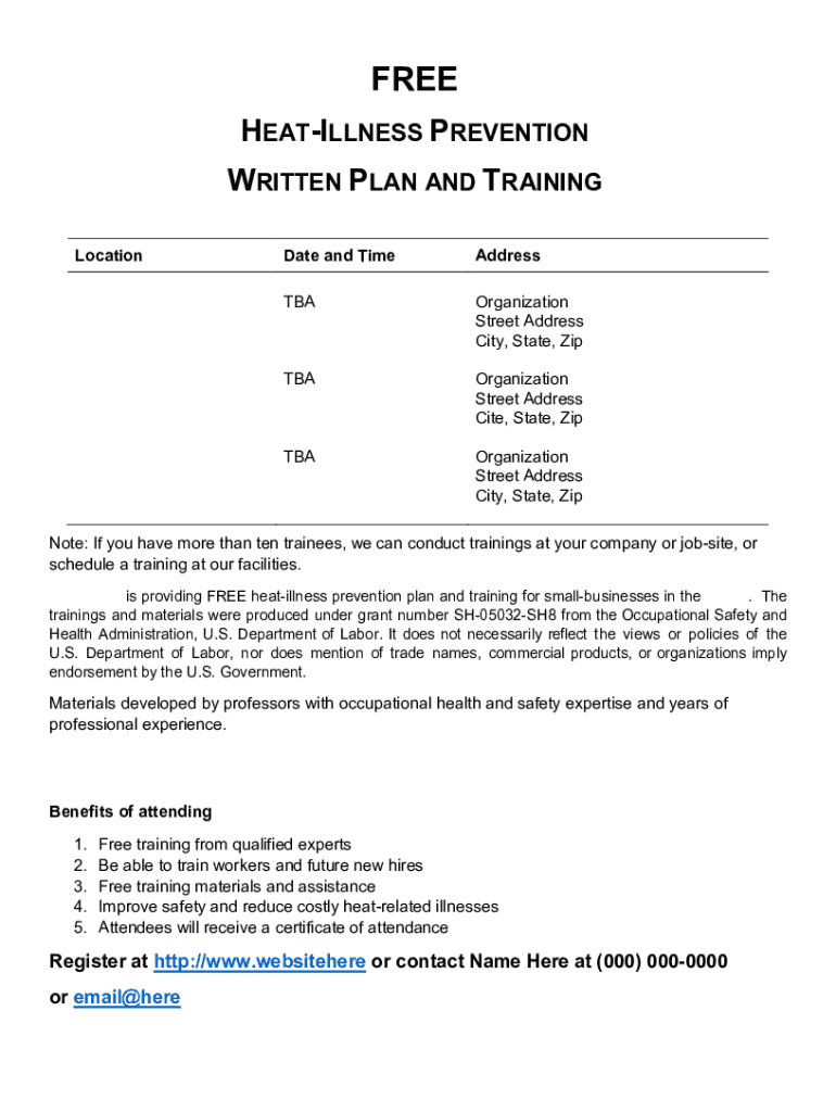 Fillable Online Training Flyer - Occupational Safety and Health Administration Fax Email Print ...