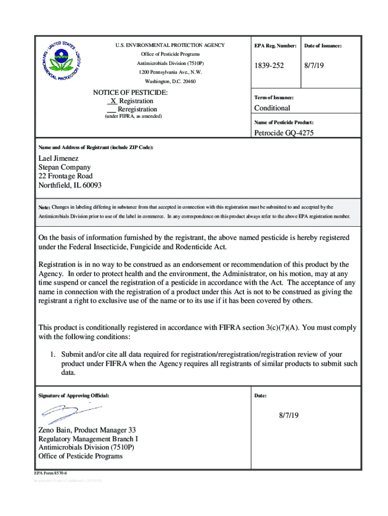 Fillable Online US EPA, Pesticide Product Label, PETROCIDE GQ-4275,08 ...