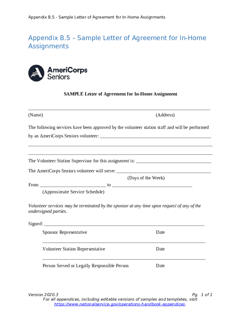 Appendix B.5 - Sample Letter of Agreement for In-Home ... - AmeriCorps ...