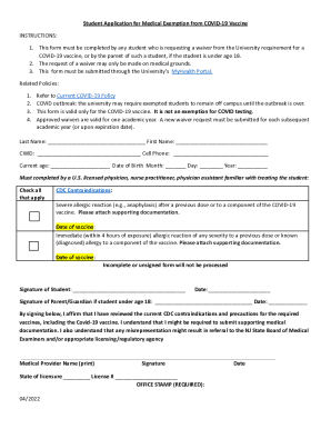 Fillable Online Fill - Free fillable Request for Medical Exemption from ...