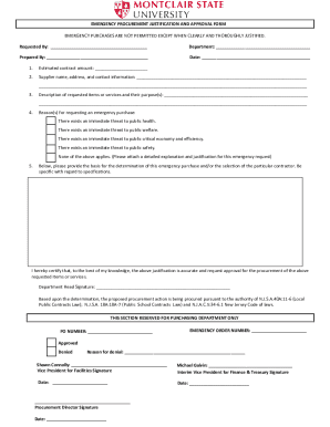 Fillable Online emergency procurement justification and approval form ...