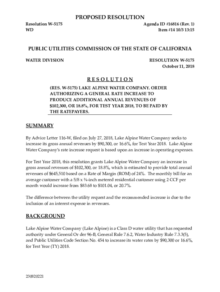 Fillable Online docs cpuc ca PROPOSED RESOLUTION - CA.gov Fax Email ...