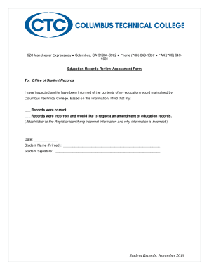 Fillable Online Education Records Review Assessment Form Fax Email ...