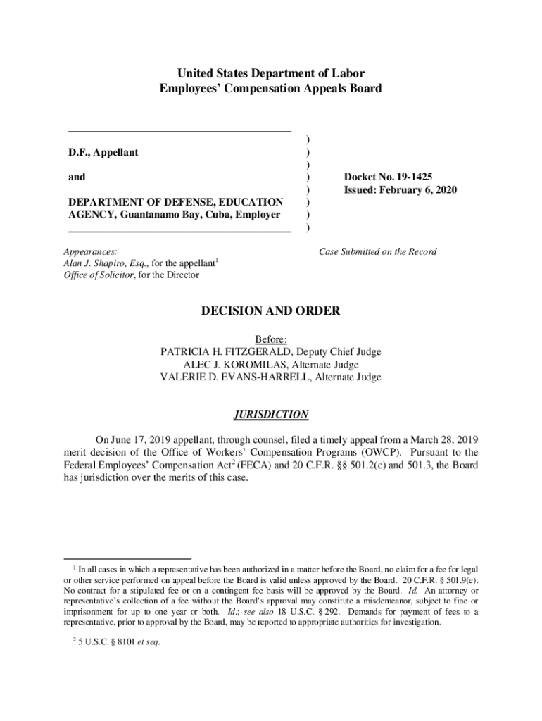 Fillable Online 19-1425: D.F. and DEPARTMENT OF DEFENSE, EDUCATIO ...