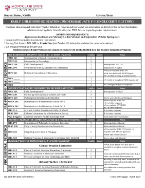 Fillable Online P-3 Program Sheet - Montclair State University Fax ...