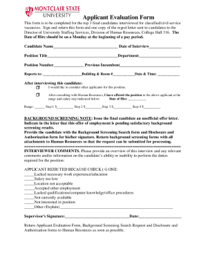 Fillable Online www.template.netbusinessforms11+ Candidate Evaluation ...