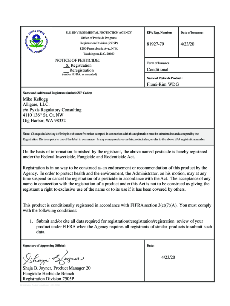 Fillable Online US EPA, Pesticide Product Label, FLUMI-RIM WDG,04/23 ...
