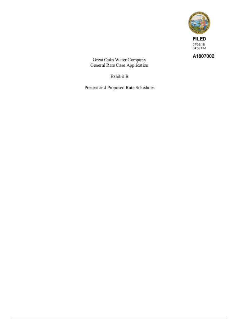 Fillable Online docs cpuc ca Great Oaks Water Company General Rate Case ...