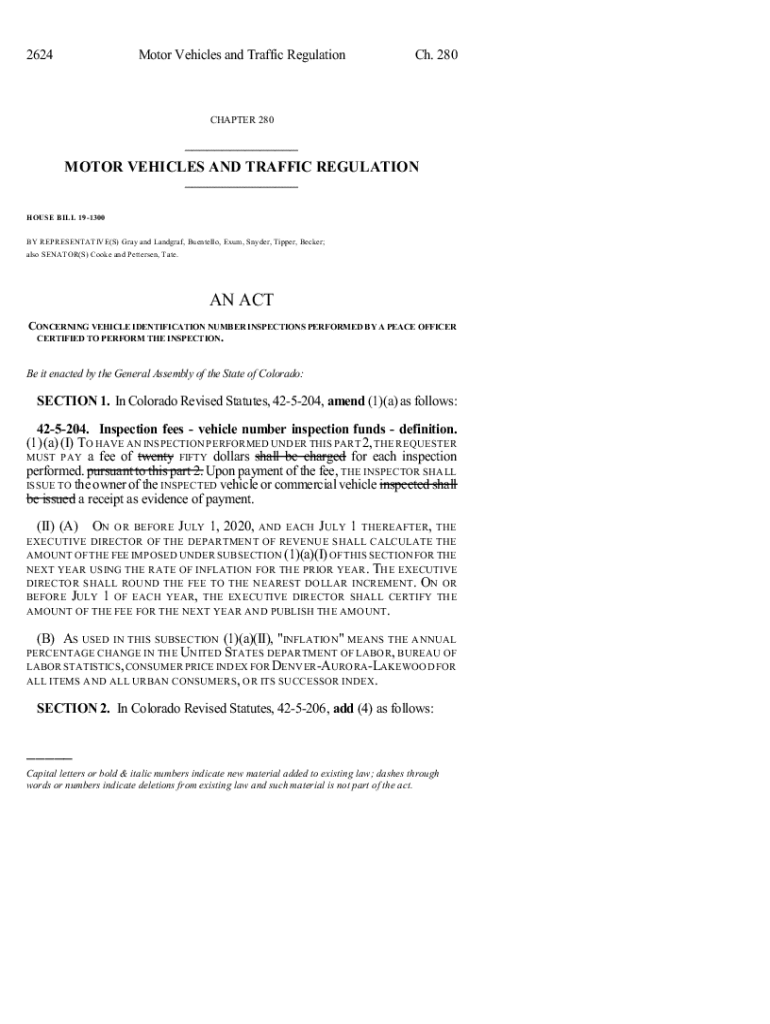 Fillable Online 2624 Motor Vehicles and Traffic Regulation Ch. 280 - AN ...