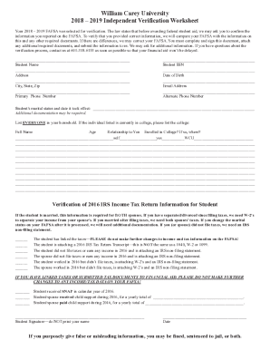 Fillable Online William Carey University 20182019 Independent ...