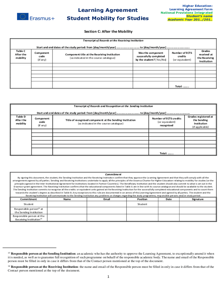 Fillable Online Guidelines on how to use the Erasmus+ Learning ...