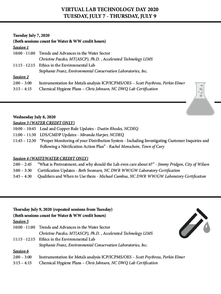 Fillable Online VIRTUAL LAB TECHNOLOGY DAY 2020 TUESDAY, JULY 7 Fax Email Print - pdfFiller