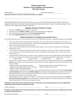 Fillable Online Honors and AP Contract.pdf - Thibodaux High School Fax ...