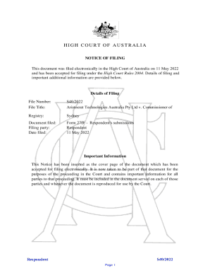 Fillable Online HIGH COURT OF AUSTRALIA - Supreme Court of Victoria Fax ...
