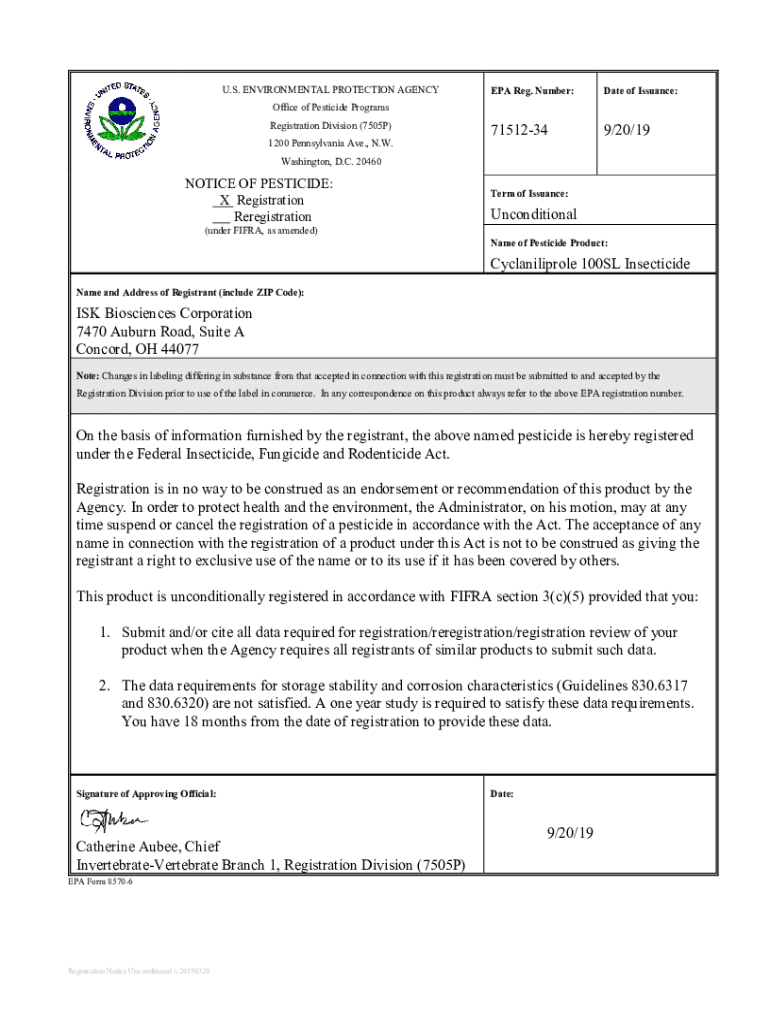 Fillable Online Cyclaniliprole 100SL Insecticide - EPA Fax Email Print ...