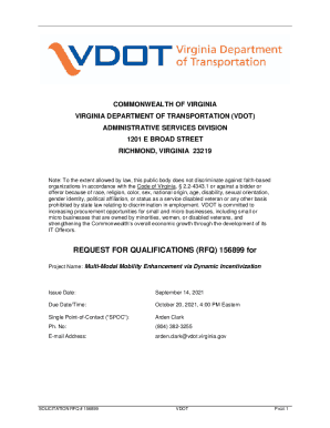 Fillable Online REQUEST FOR PROPOSAL (RFP) - vdot.virginia.gov Fax ...