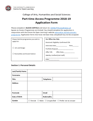 Fillable Online www.ed.ac.ukfilesatomsaccess programme application form 0 - University of ...
