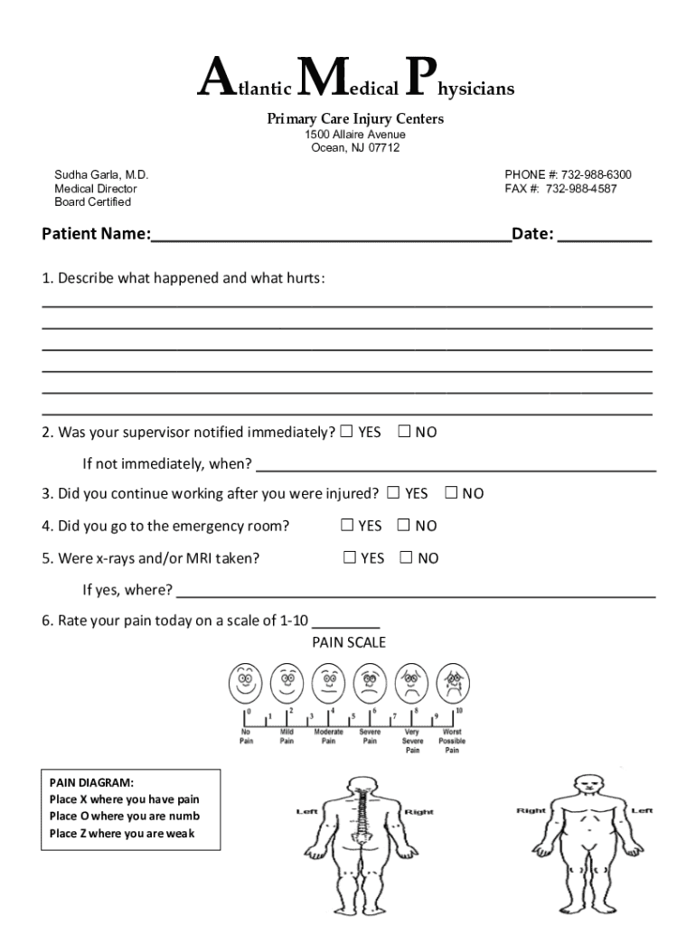Fillable Online Workers Comp New Injury Patient Packet AMP.docx Fax ...