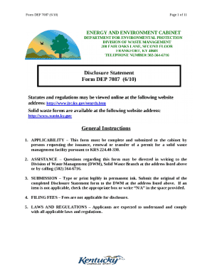 DEP7087 - SW - Disclosure - Kentucky - eec ky Doc Template | pdfFiller