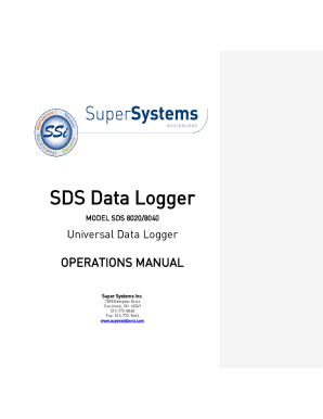 Fillable Online SDS Data Logger Operations Manual - Super Systems Inc ...