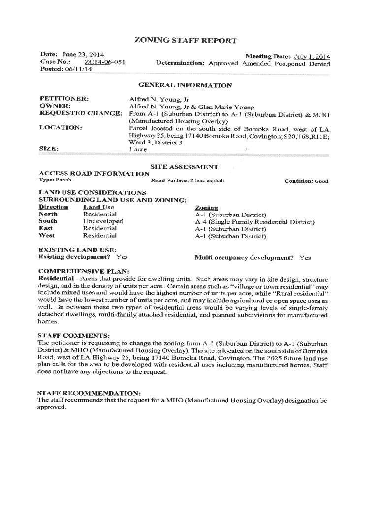 Fillable Online ZONING STAFF REPORT - St. Tammany Parish Government Fax ...