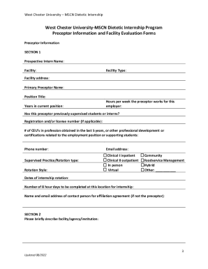 Fillable Online Dietetic Internship (DI) Preceptor Selection and ...