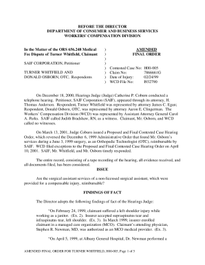 Fillable Online wcd oregon Contested case order - Turner Whitfield ...