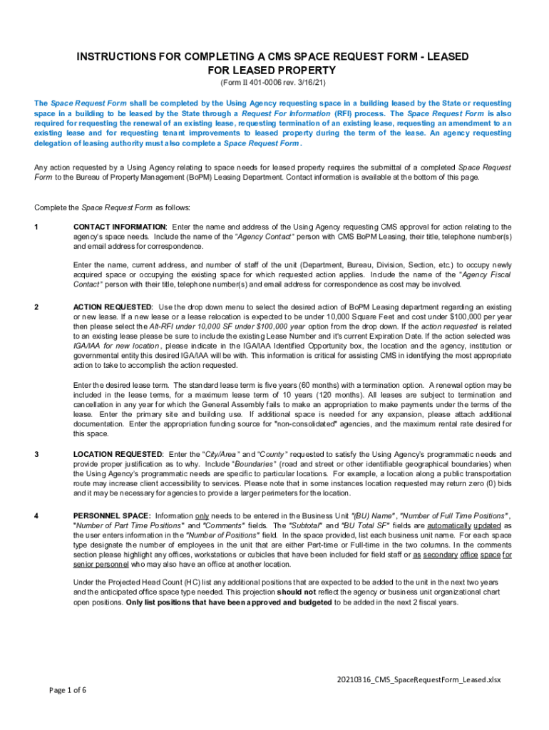 Fillable Online www2 illinois INSTRUCTIONS FOR COMPLETING A CMS SPACE ...