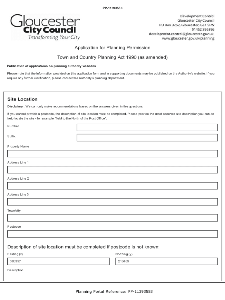 Fillable Online Description of site location must be completed if postcode ... - Gloucester Fax ...