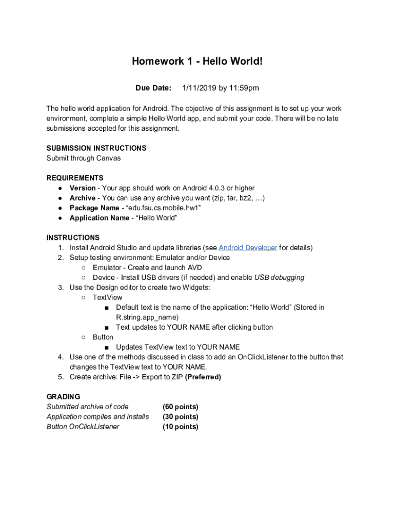 Fillable Online www.chegg.comhomework-helpquestions-andSolved Assignment 1: Hello World 1 ...