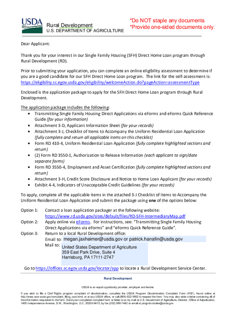 Fillable Online Rural Development *Do NOT staple any documents *Provide ...