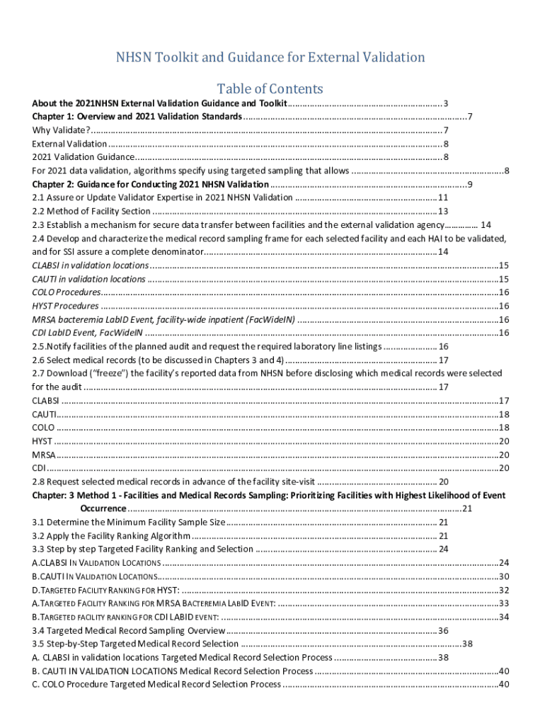 Fillable Online NHSN Toolkit and Guidance for External Validation Table ...