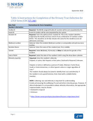 Fillable Online Instructions for Completion of UTI for LTCF Event Form ...