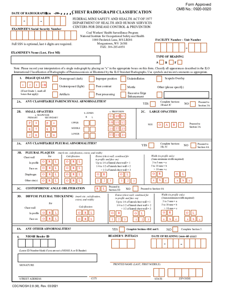 Fillable Online Coal Workers' Health Surveillance Program - Chest ...