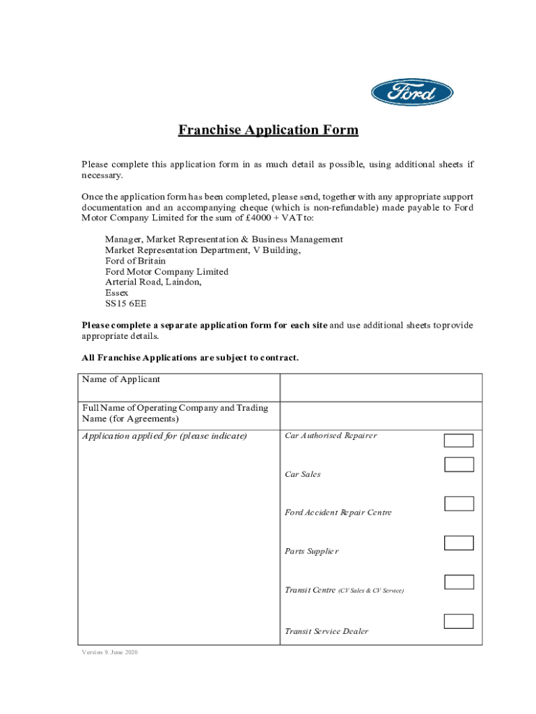 Fillable Online 50 FREE Official Franchise Application Form Templates ...