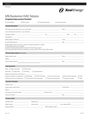 Fillable Online MN Residential HVAC Rebates - Xcel Energy Fax Email ...