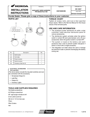 Fillable Online Auxiliary Wiring Harness Installation Instructions ...