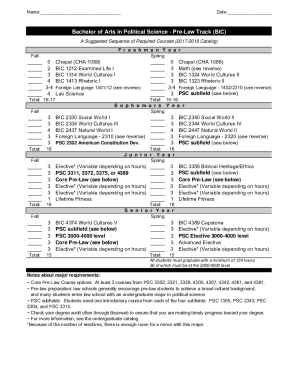Fillable Online Bachelor of Arts in Political Science - Pre-Law Track ...