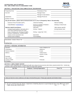 NSS OCCUPATIONAL HEALTH SERVICE Doc Template | pdfFiller