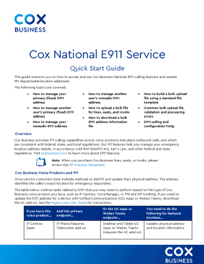 Fillable Online Cox National E911 Service Fax Email Print - pdfFiller