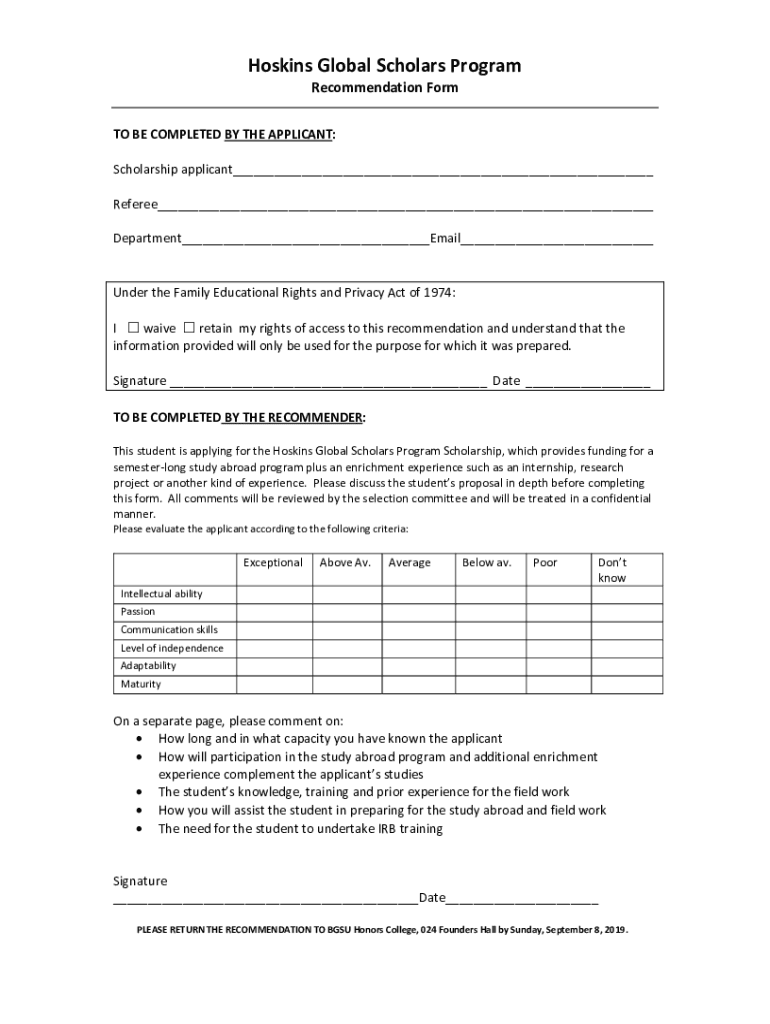 Fillable Online Scholarship Recommendation Letter (20+ Sample Letters withFree Recommendation ...