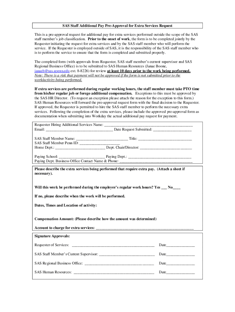 Fillable Online web sas upenn How To Request Additional Staff (With ...