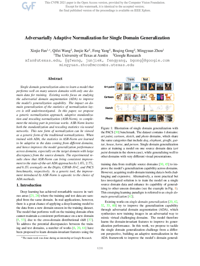Fillable Online Adversarially Adaptive Normalization For Single Domain